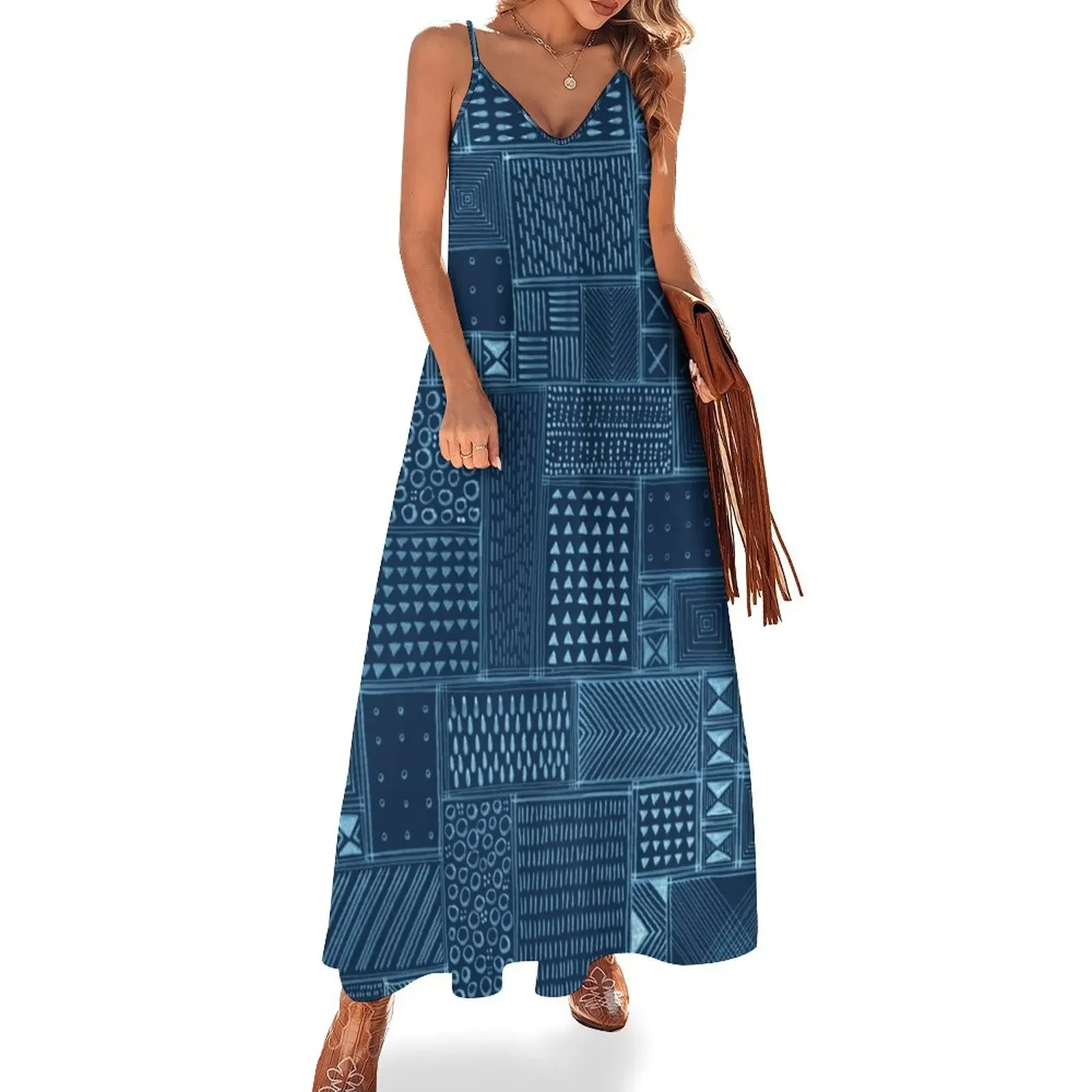 African Indigo Tribal Mud Cloth Sleeveless Dress Dance dresses Dresses ...