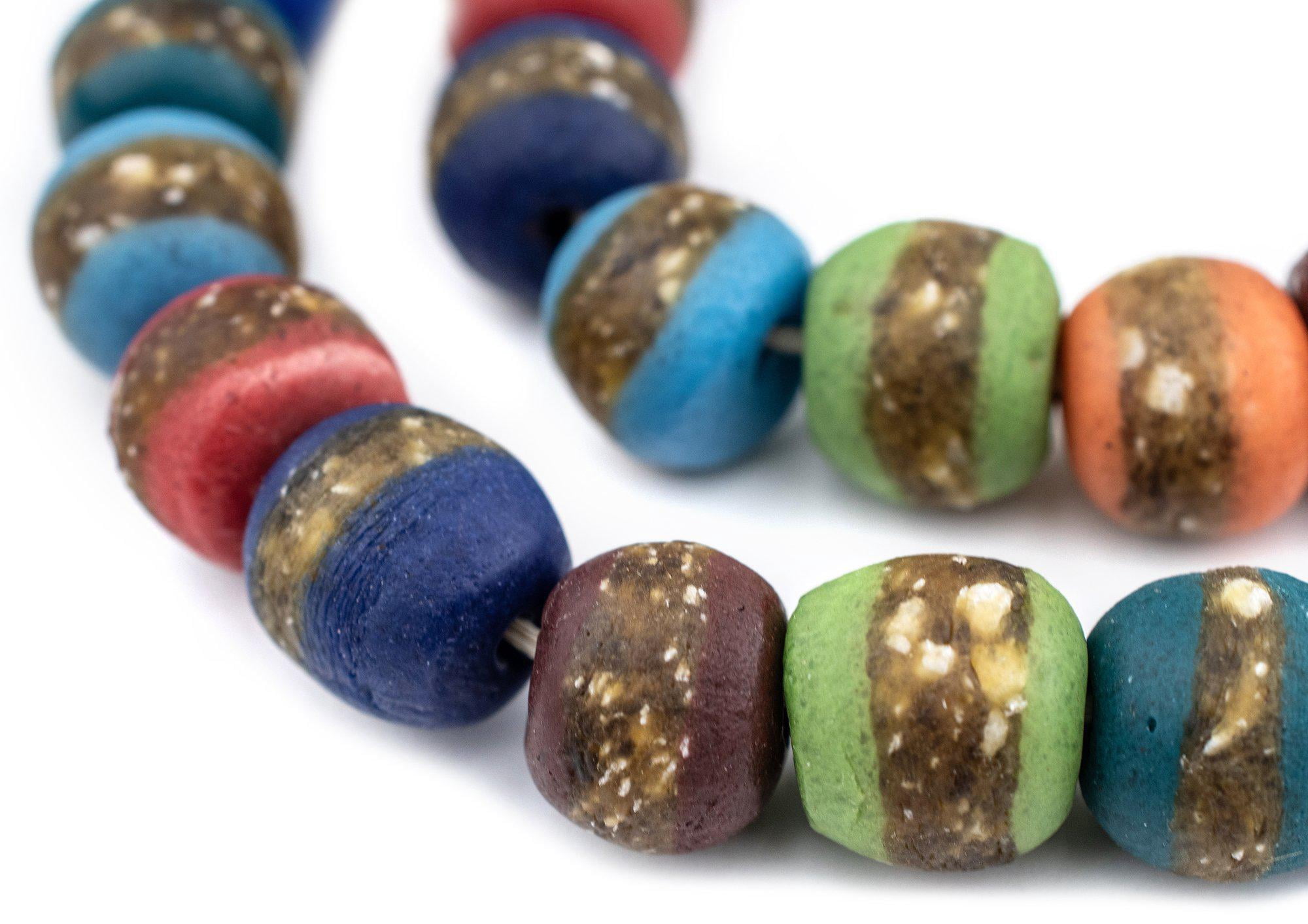 The Bead Chest African Kente Beads - Full Strand of Krobo Glass Beads ...