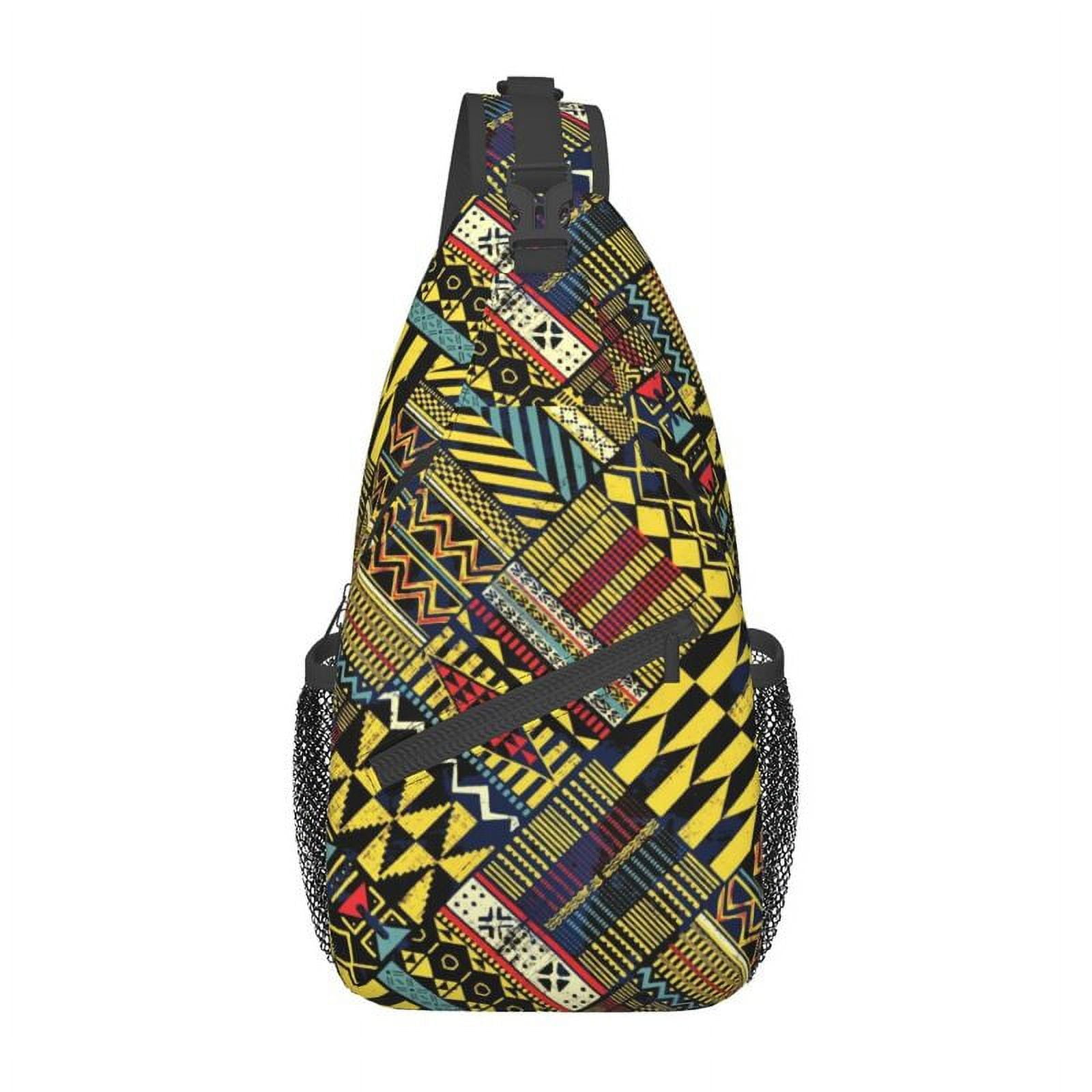 African Kente Design Sling Crossbody Backpack Traditional Africa Ethnic ...