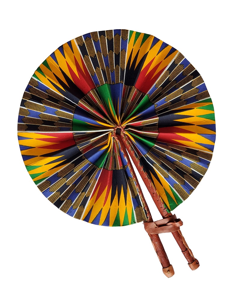 African Kente Print Folding Handheld Hand Fan Hand-Crafted - Walmart.com