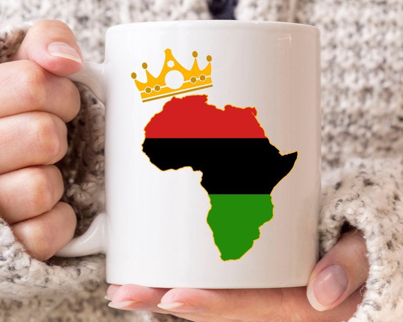 African King Mug – Black History Month Pride , Melanin Love Africa Map ...