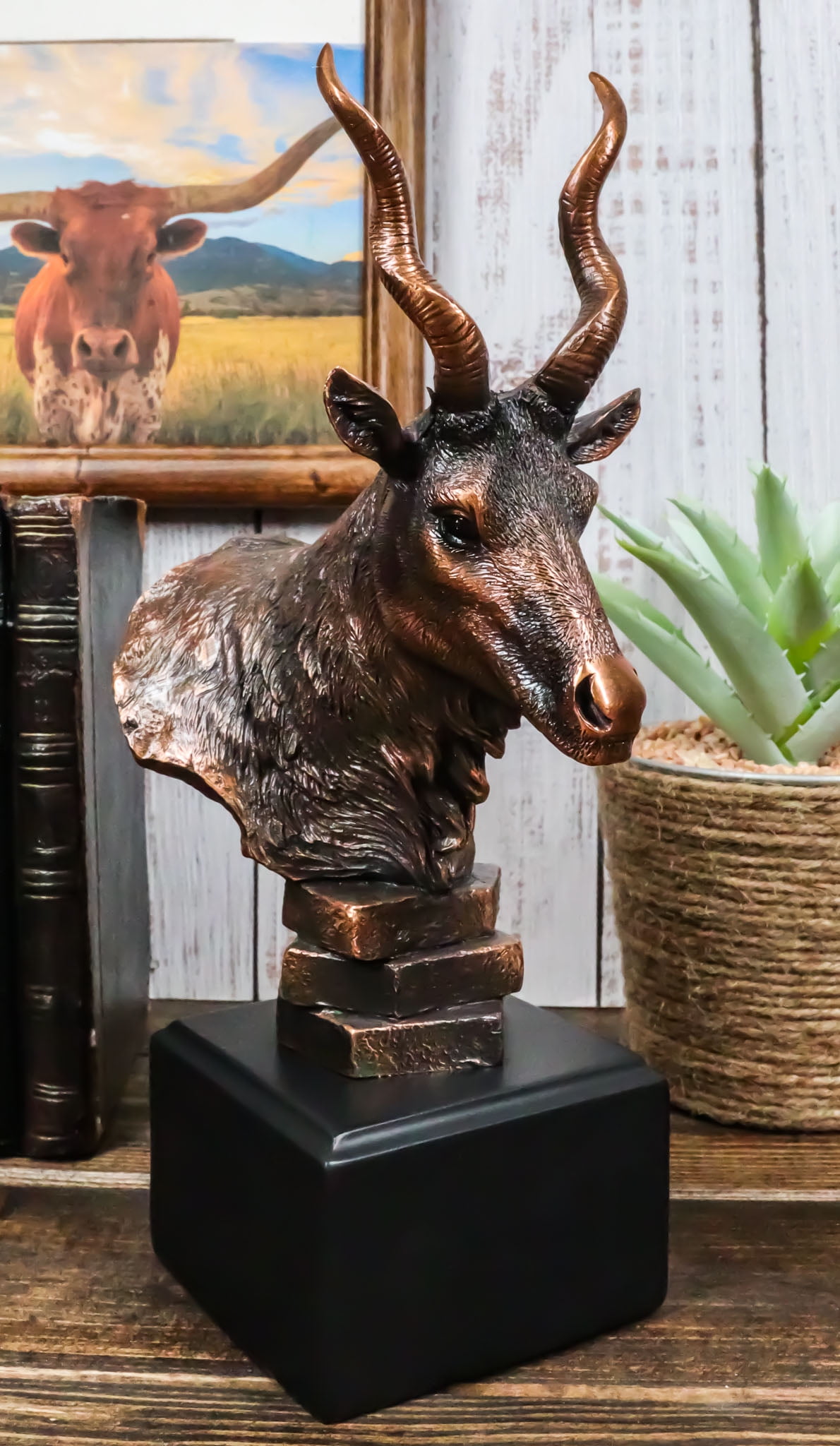 African Kudu Antelope Rustic Statue in Bronze Electroplated Finish With ...