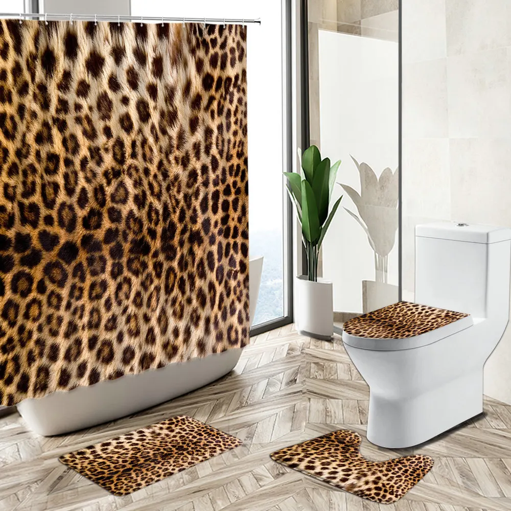 African Leopard Shower Curtain Wild Animal Print Bathroom r Gift Non ...