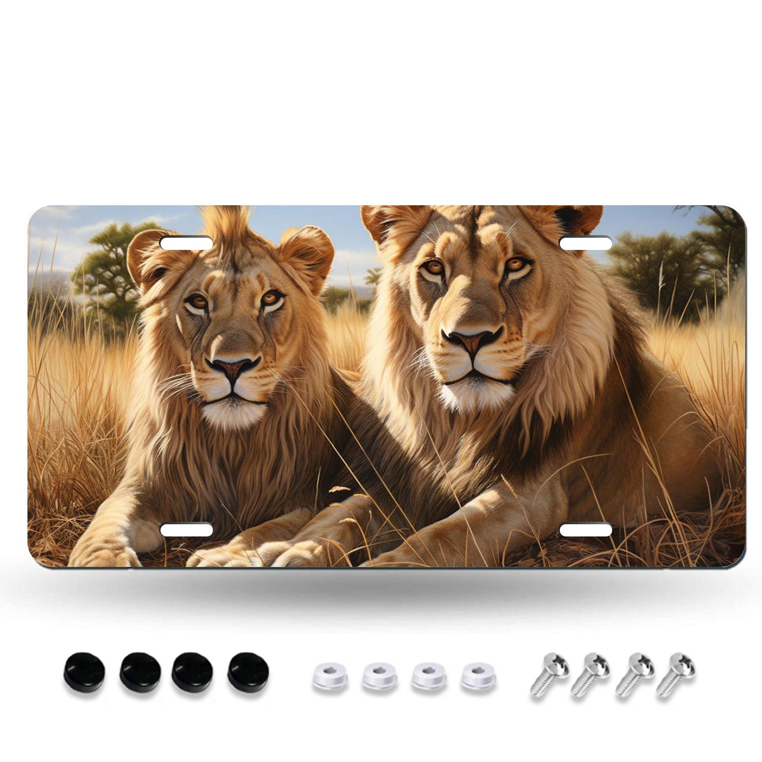 African Lion Sunset Sky picture Plate Cover, Decorative Aluminum ...
