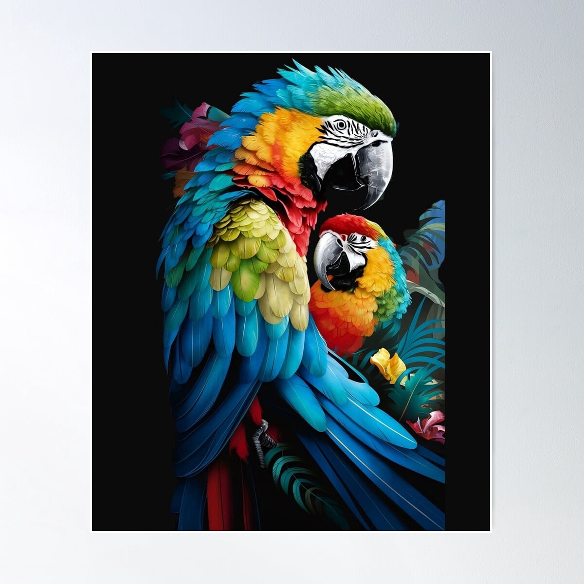 African Macaw Birds Poster Wall Art, Modern Wall Decor For Living Room ...