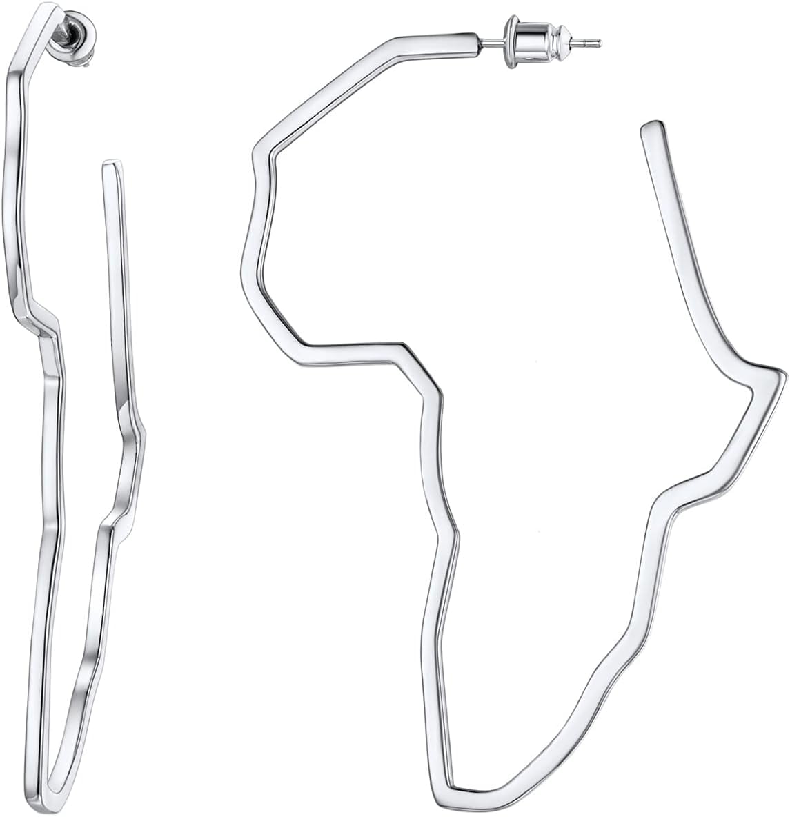 African Map Earrings, Stainless Steel/Black/18K Gold Plated Exaggerated ...