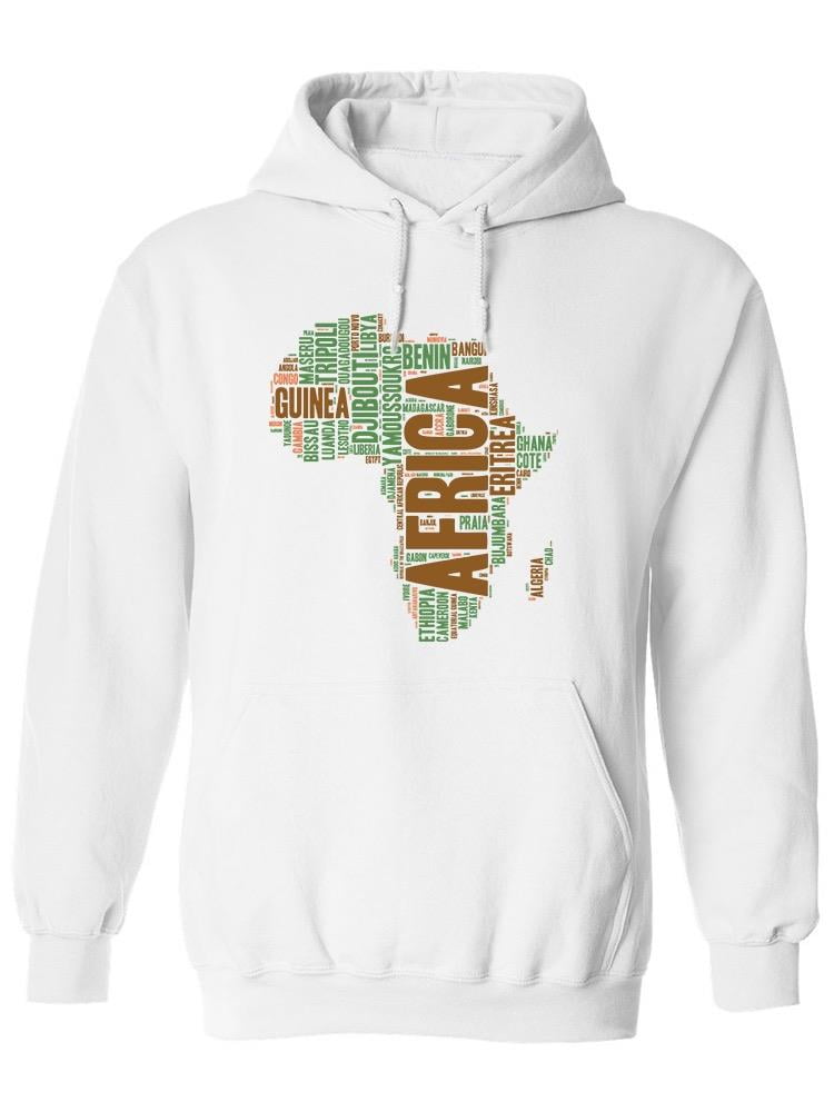 African Map Made With Names Hoodie Men -Image by Shutterstock, Male ...