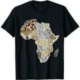 African Map Wildlife Pattern Unisex Short Sleeve Graphic T-Shirt ...