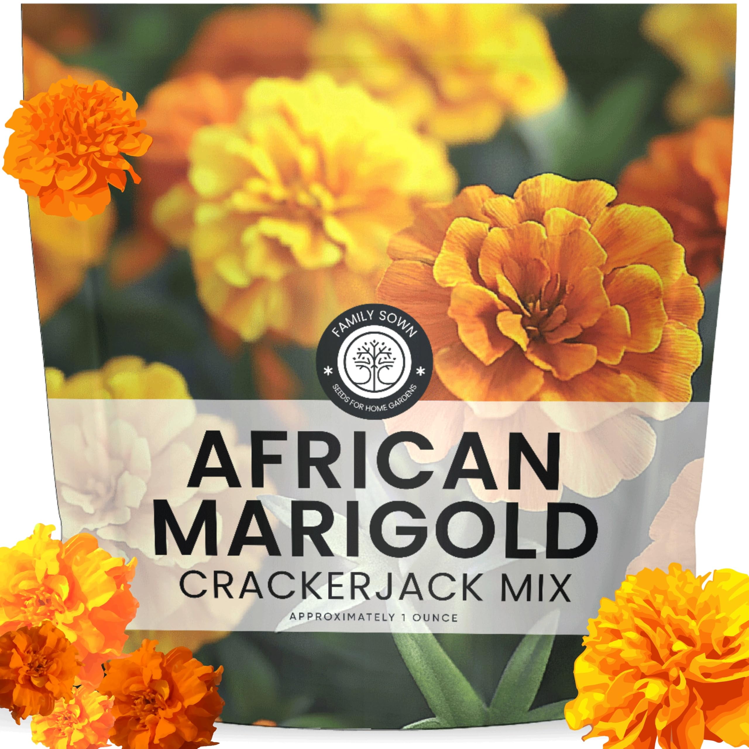 African Marigold CrackerjackEGSC - Large 1 Ounce Packet - 10,000 Flower ...
