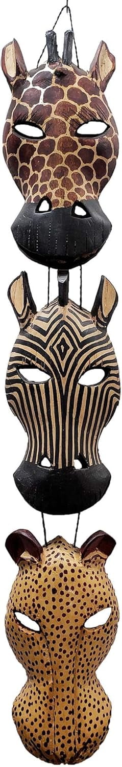 African Masks Wall Hanging Art Hand Carving Safari Décor Wall Head ...