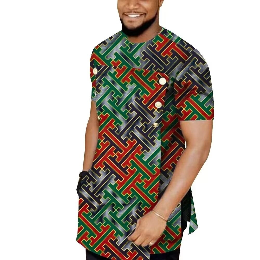 African Men Clothes Ankara short sleeve Shirt Africa Style Men's Blouse ...