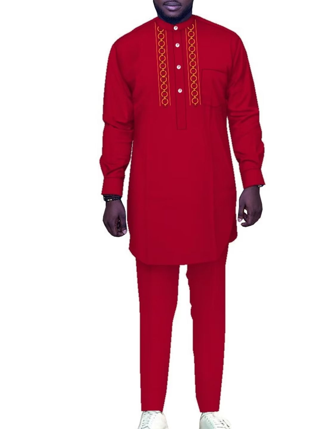 African Men Clothing Fit Dashiki Long Sleeve Shirt Pants 2 Piece Sets ...