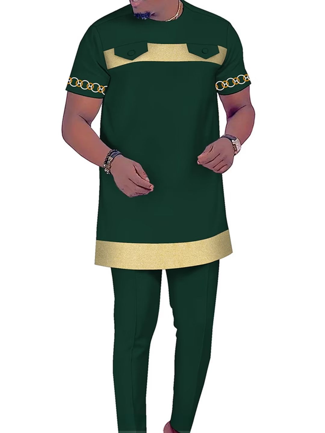 African Men‘s Clothing Dashiki Outfit Embroidery Shirt and Pants Short ...