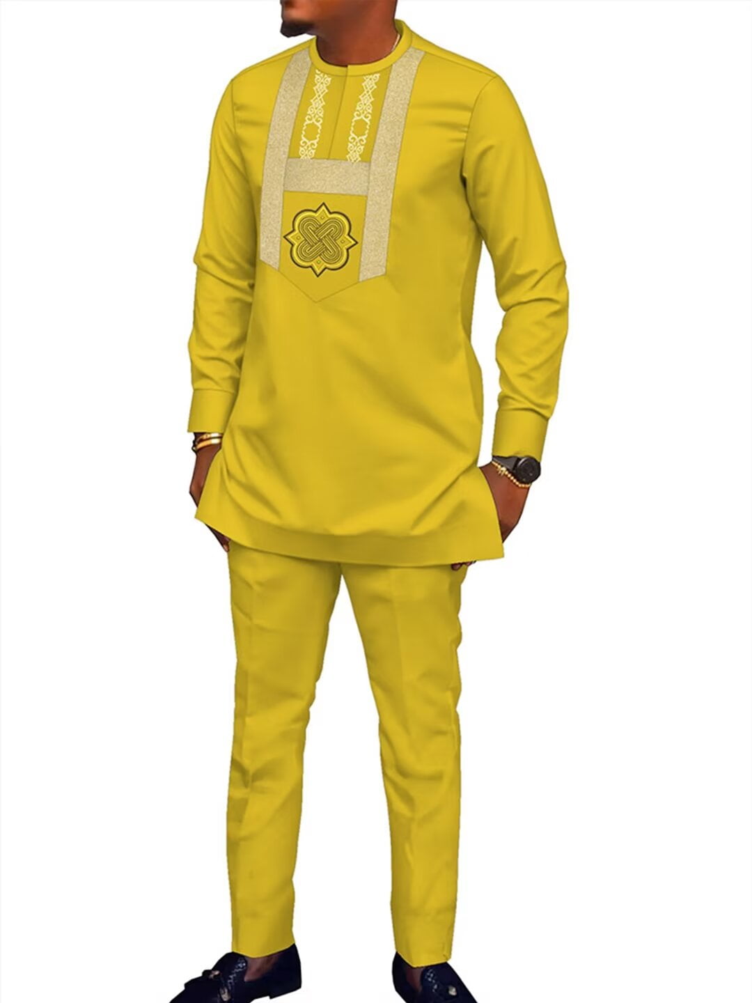 African Mens Clothing 2 pcs Set Embroidered Dashiki Party Outfits ...