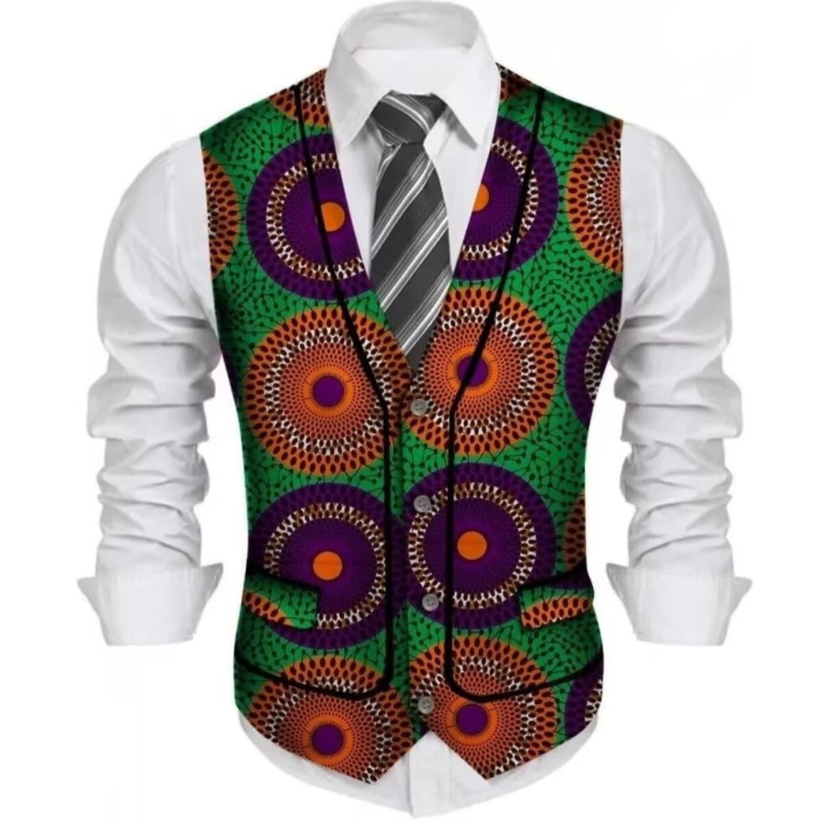 African Mens Clothing Ankara Print Top Vest African Slim Fit Business ...