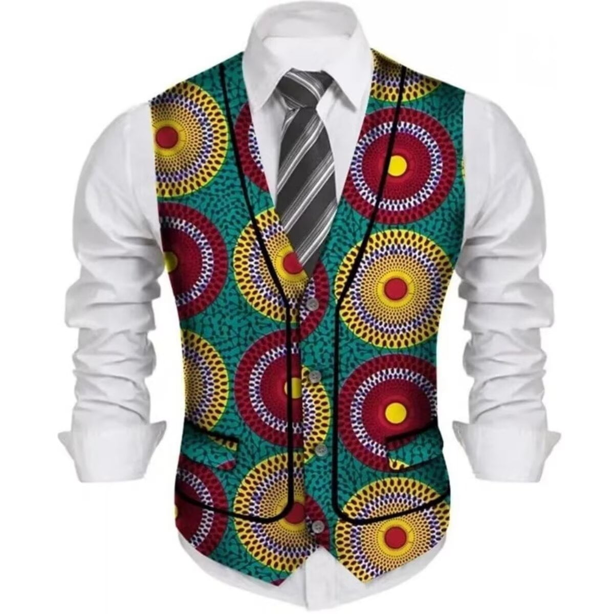 African Mens Clothing Ankara Print Top Vest African Slim Fit Business ...