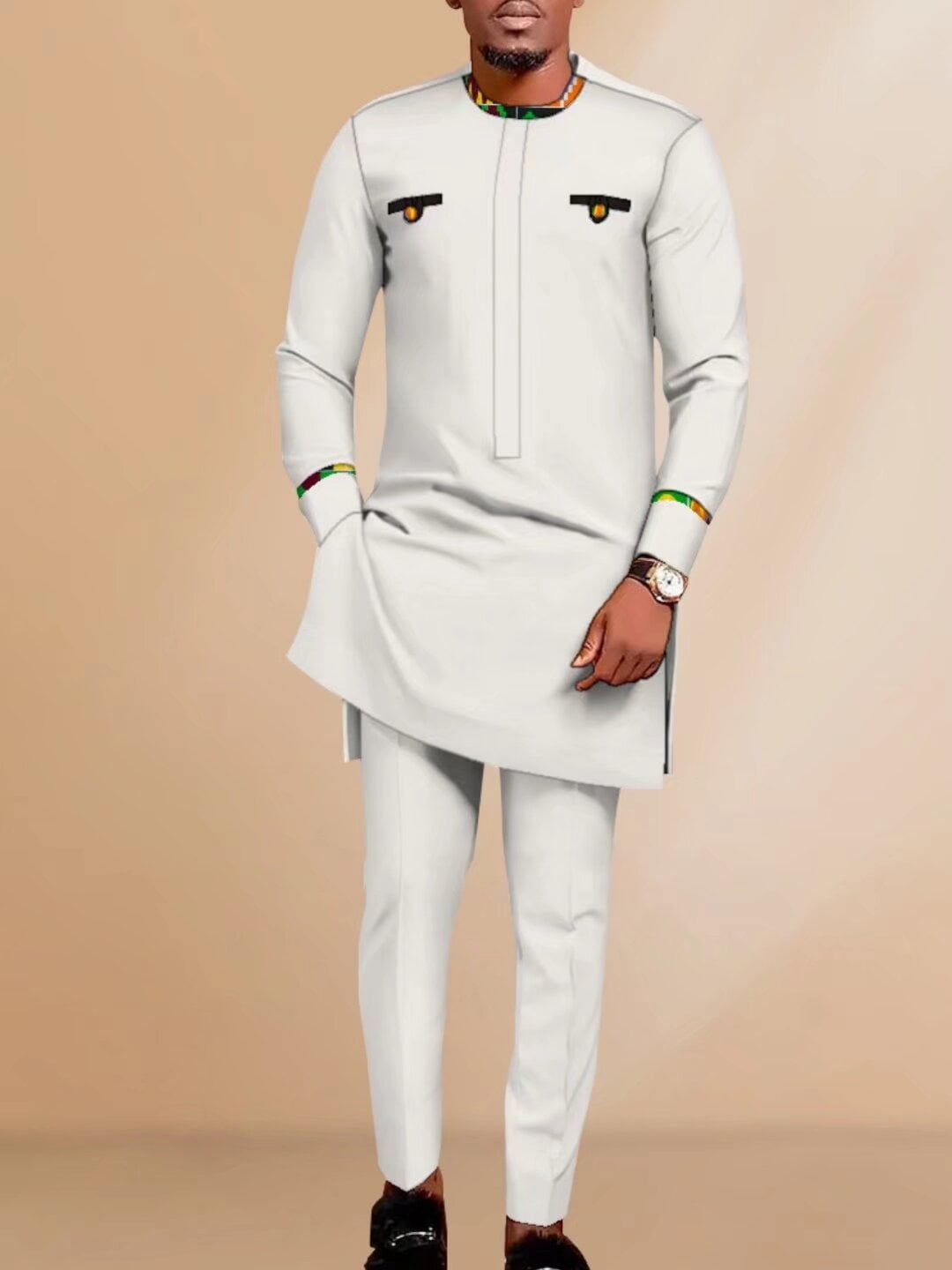 African Mens Clothing Traditional Dashiki Ankara Top and Pant Set Long ...