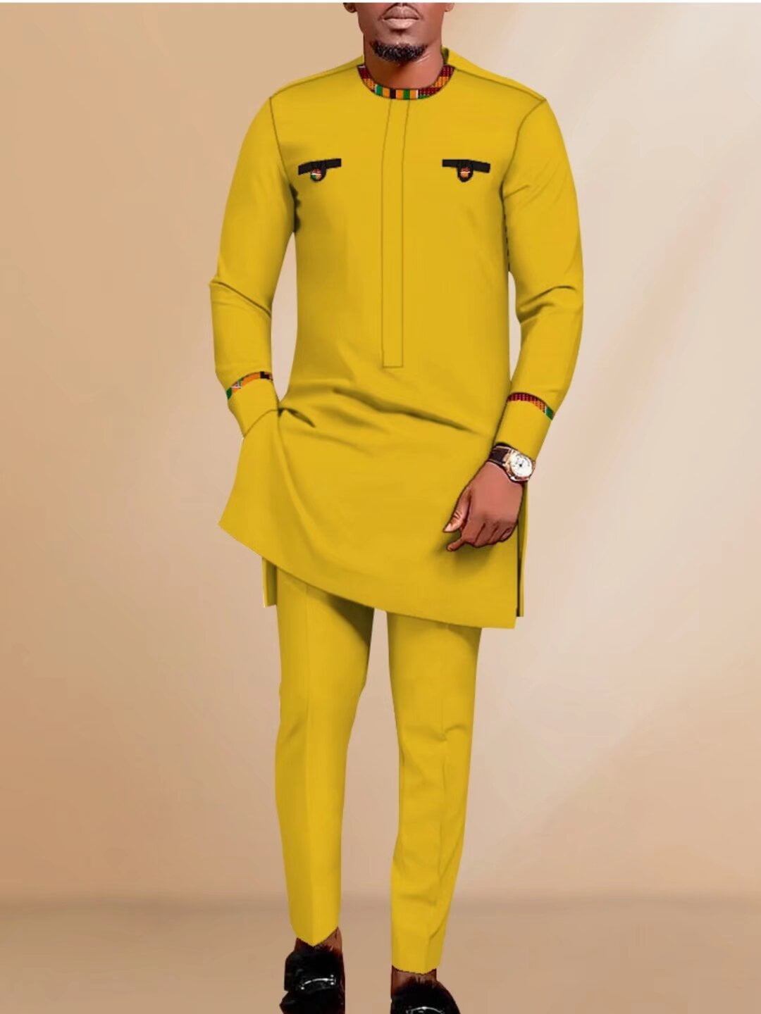 African Mens Clothing Traditional Dashiki Ankara Top and Pant Set Long ...