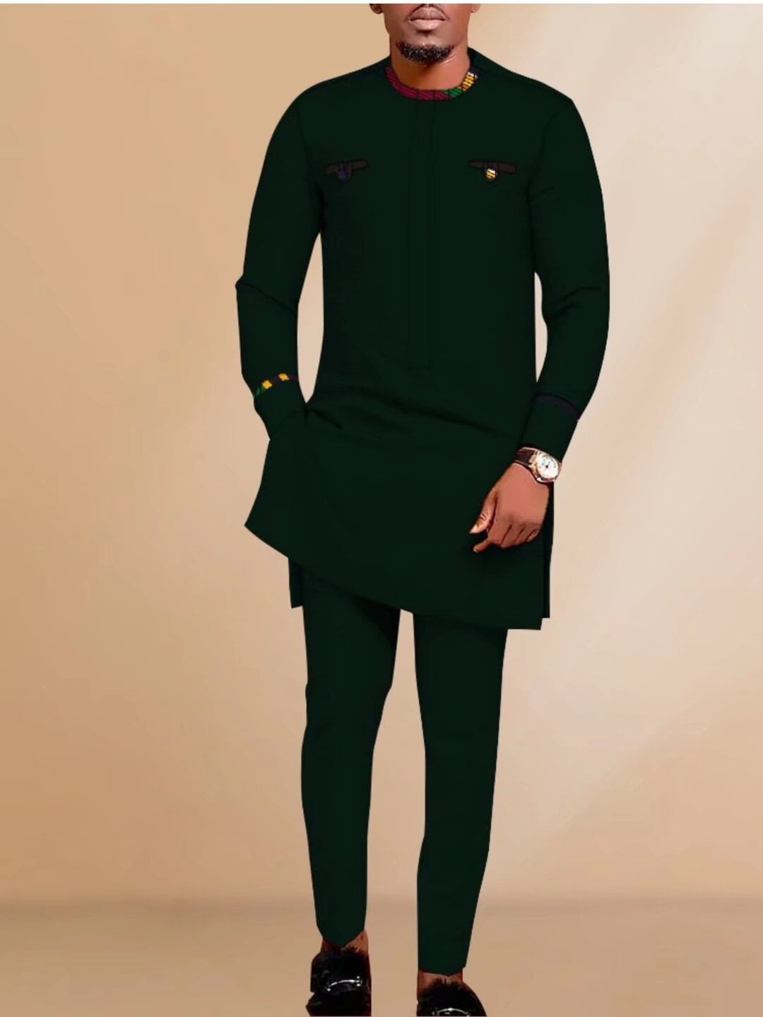 African Mens Clothing Traditional Dashiki Ankara Top and Pant Set Long ...