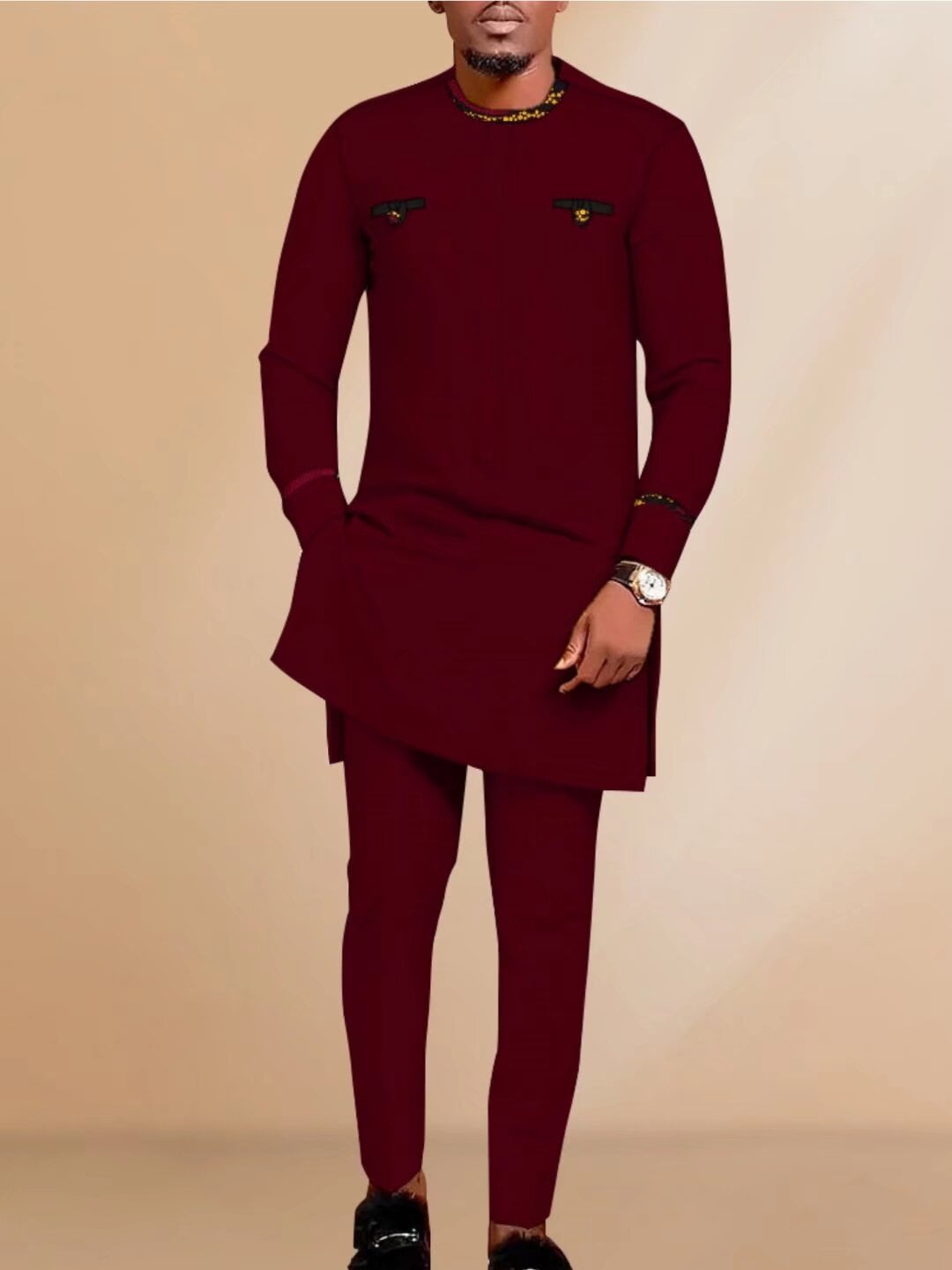 African Mens Clothing Traditional Dashiki Ankara Top and Pant Set Long ...