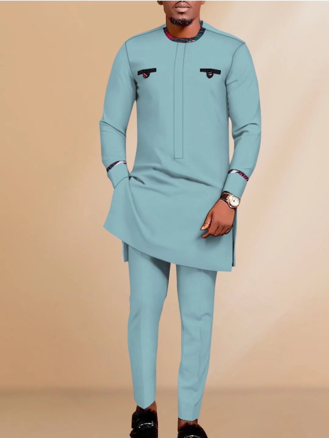 African Mens Clothing Traditional Dashiki Ankara Top and Pant Set Long ...