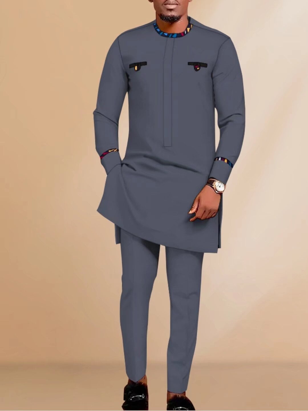 African Mens Clothing Traditional Dashiki Ankara Top and Pant Set Long ...