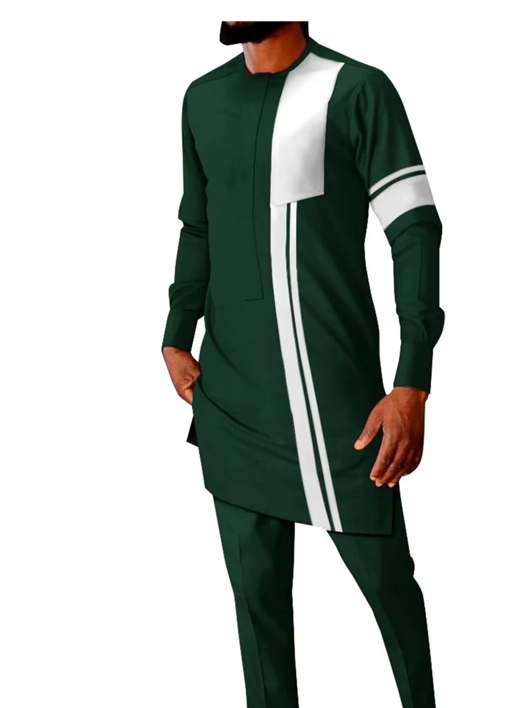 African Mens Dashiki Ankara Robe Top and Pant Set Long Sleeve Tracksuit ...