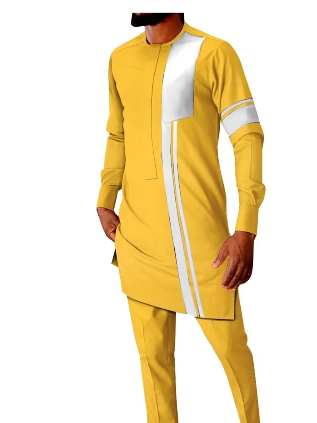 African Mens Dashiki Ankara Robe Top and Pant Set Long Sleeve Tracksuit ...