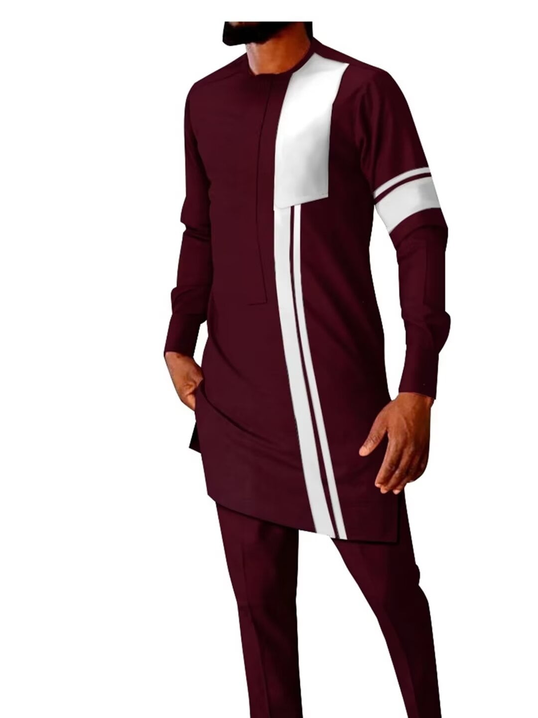 African Mens Dashiki Ankara Robe Top and Pant Set Long Sleeve Tracksuit ...