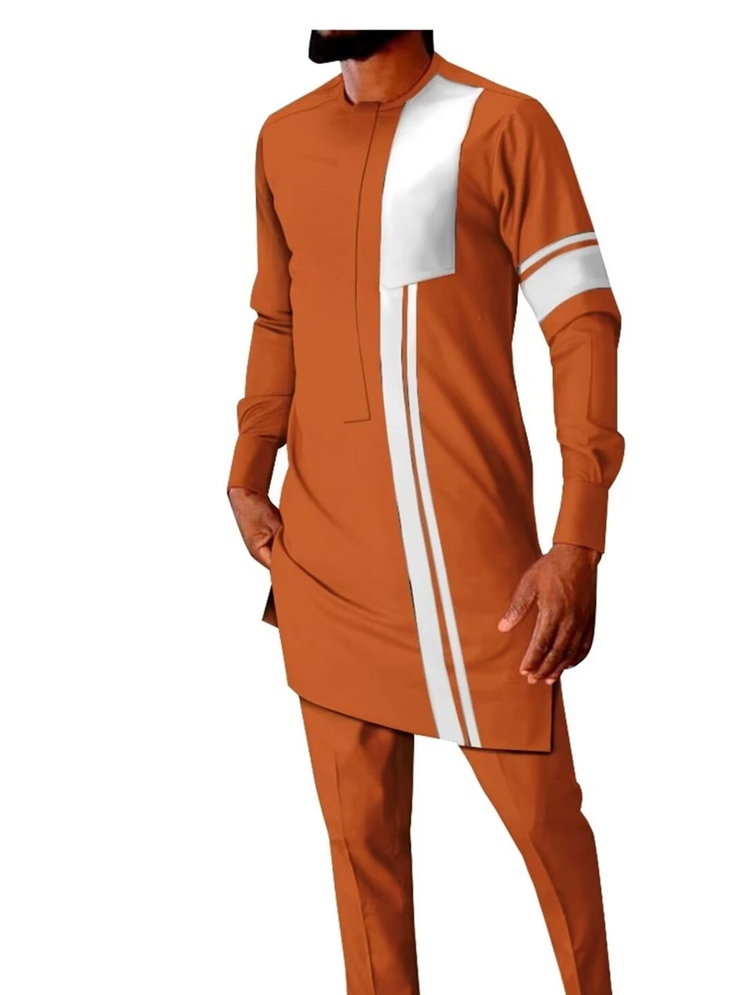 African Mens Dashiki Ankara Robe Top and Pant Set Long Sleeve Tracksuit ...