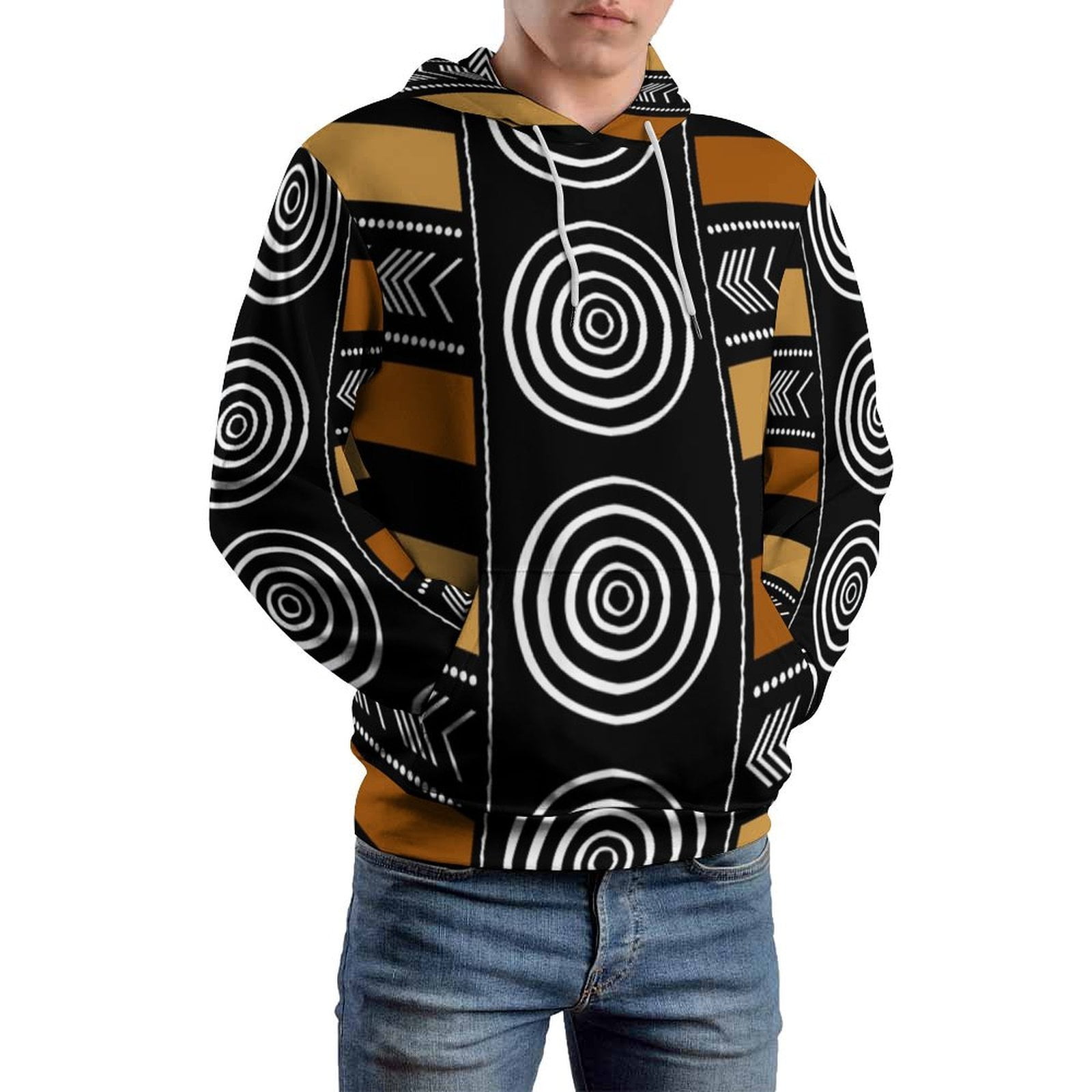 African Mud Cloth Artistry Art Oversized Hoodies For Men Teen Pullover ...