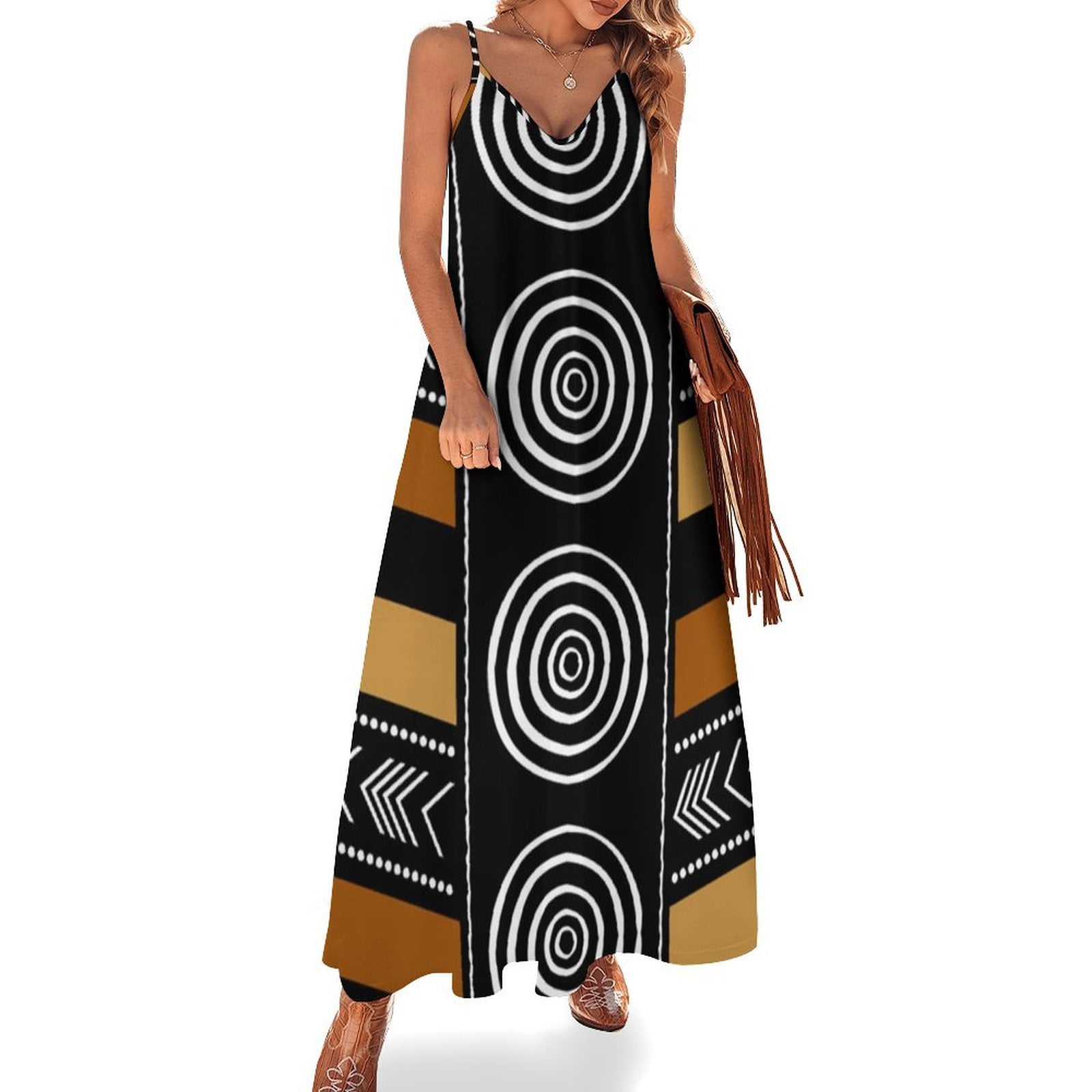 African Mud Cloth Artistry Art Sleeveless Dress loose women's dress ...