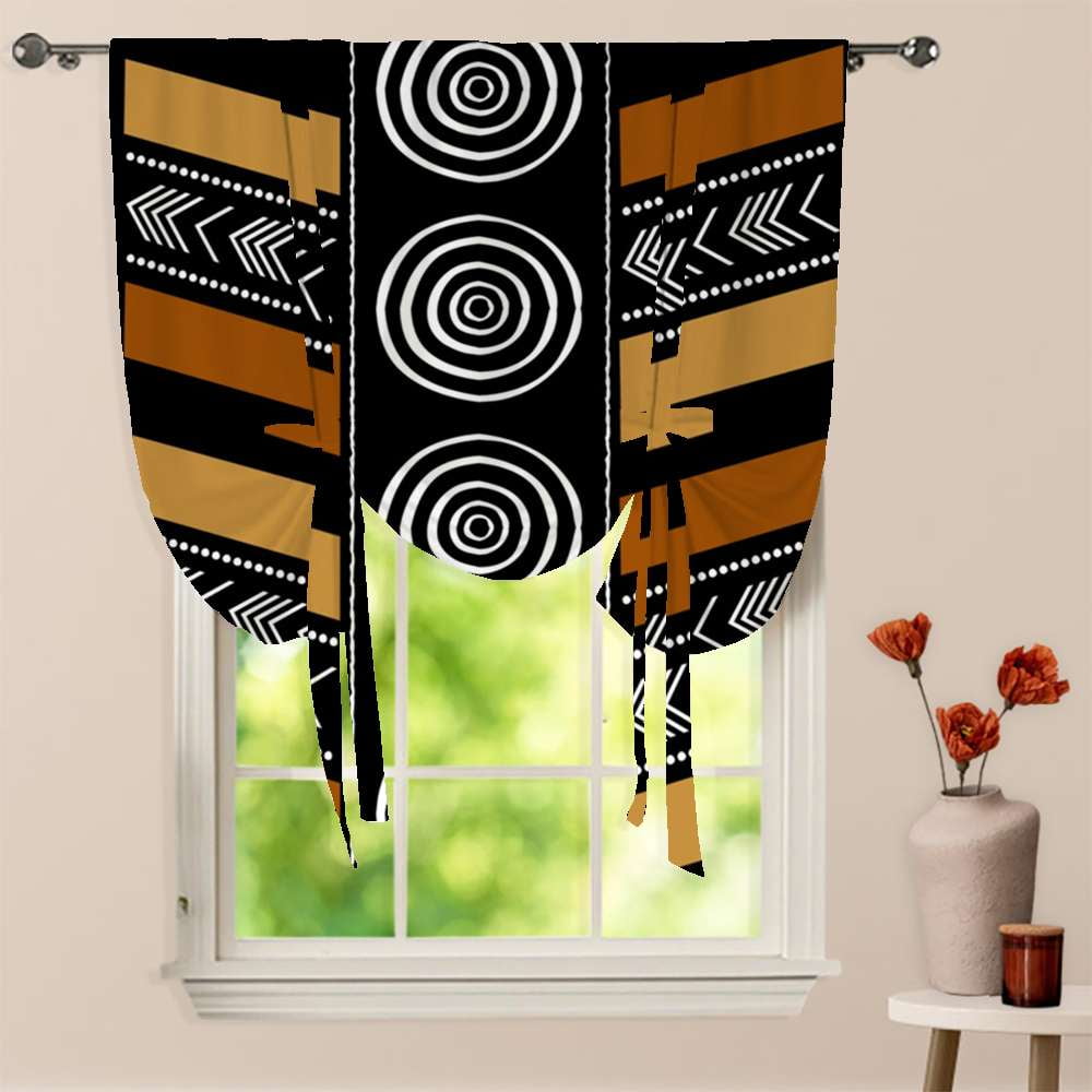 African Mud Cloth Artistry Art Window Curtain for Living Room Roman ...