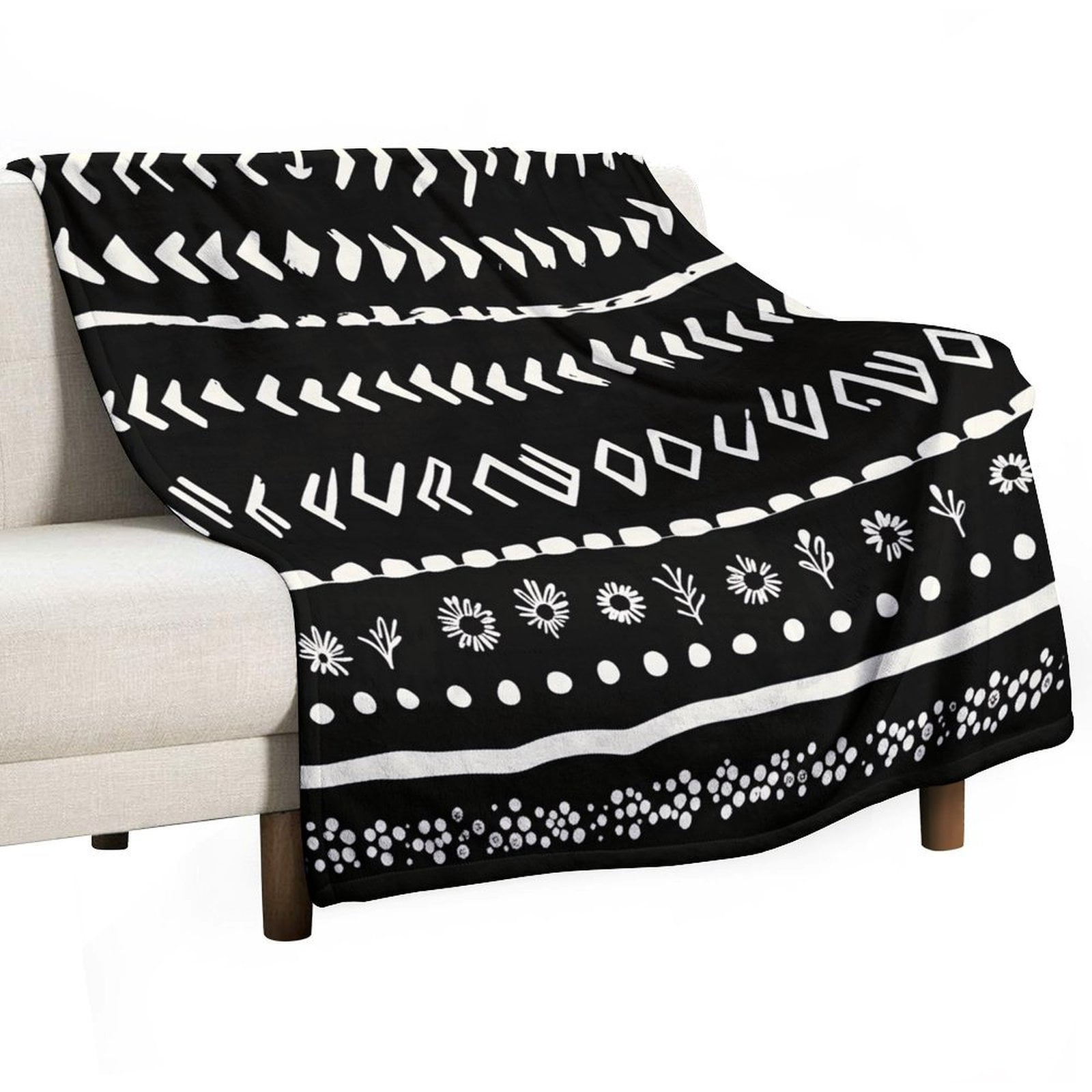 African Mud Cloth Black And White-2 Throw Blanket for Women, Men- Super ...