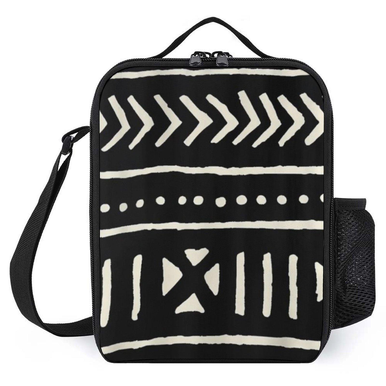 African Mud Cloth Black And White Insulated Lunch Box Thermal Bag ...