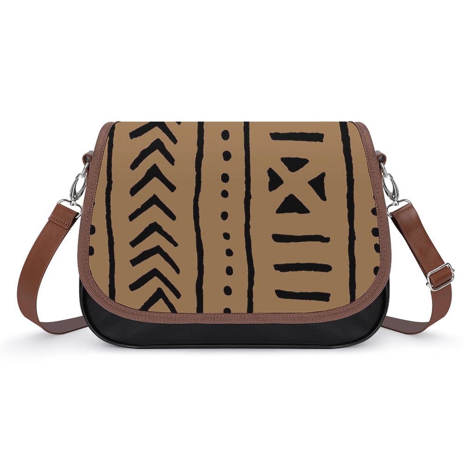 African Mud Tribal Cloth Printed Shoulder Crossbody Bag Women Leather ...
