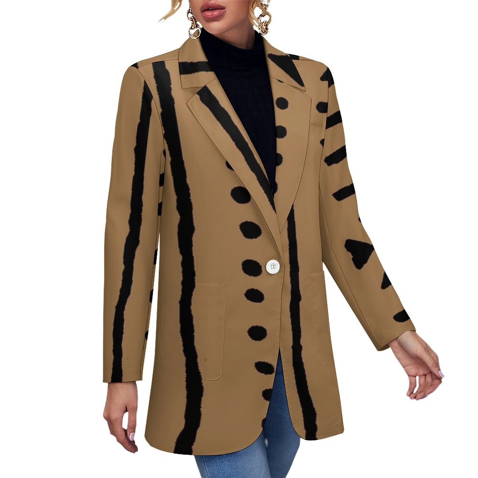 African Mud Tribal Cloth Woman Casual Loose Suits Summer Jacket Woman ...