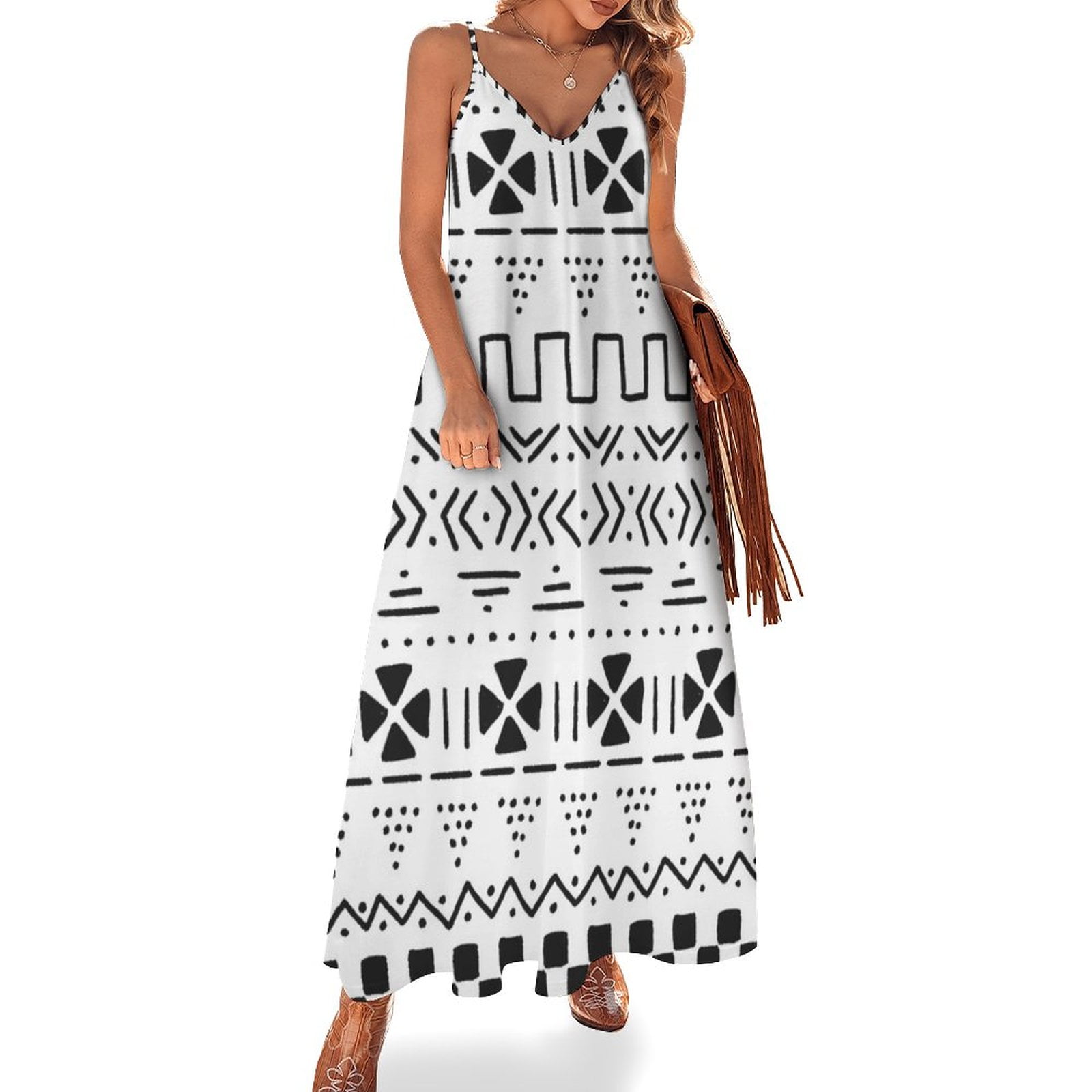 African Mudcloth C Sleeveless Dress clothes for women Women long dress - Walmart.com