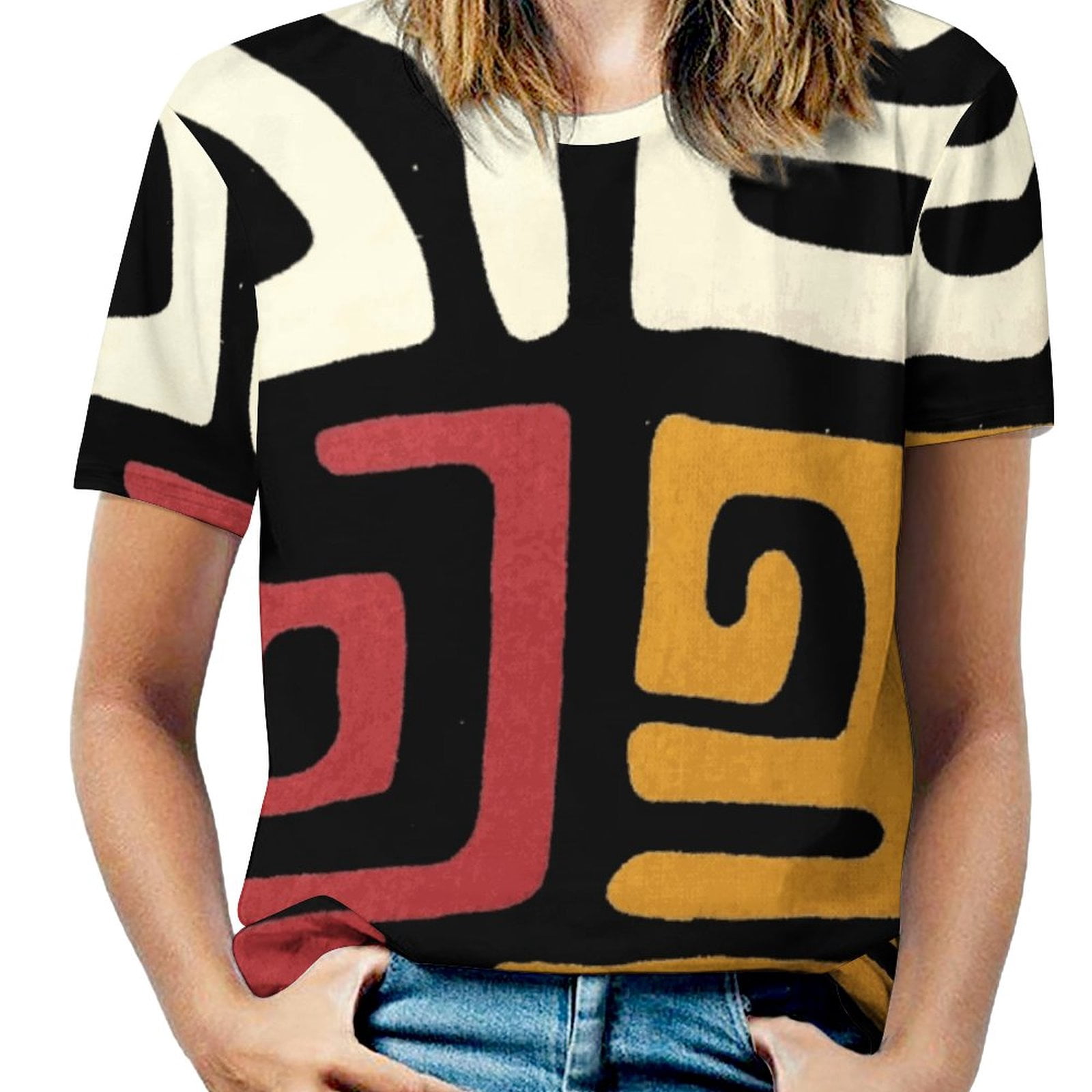 African Mudcloth Women Zipper Sexy Printed Vintage T Shirts Tops Full ...