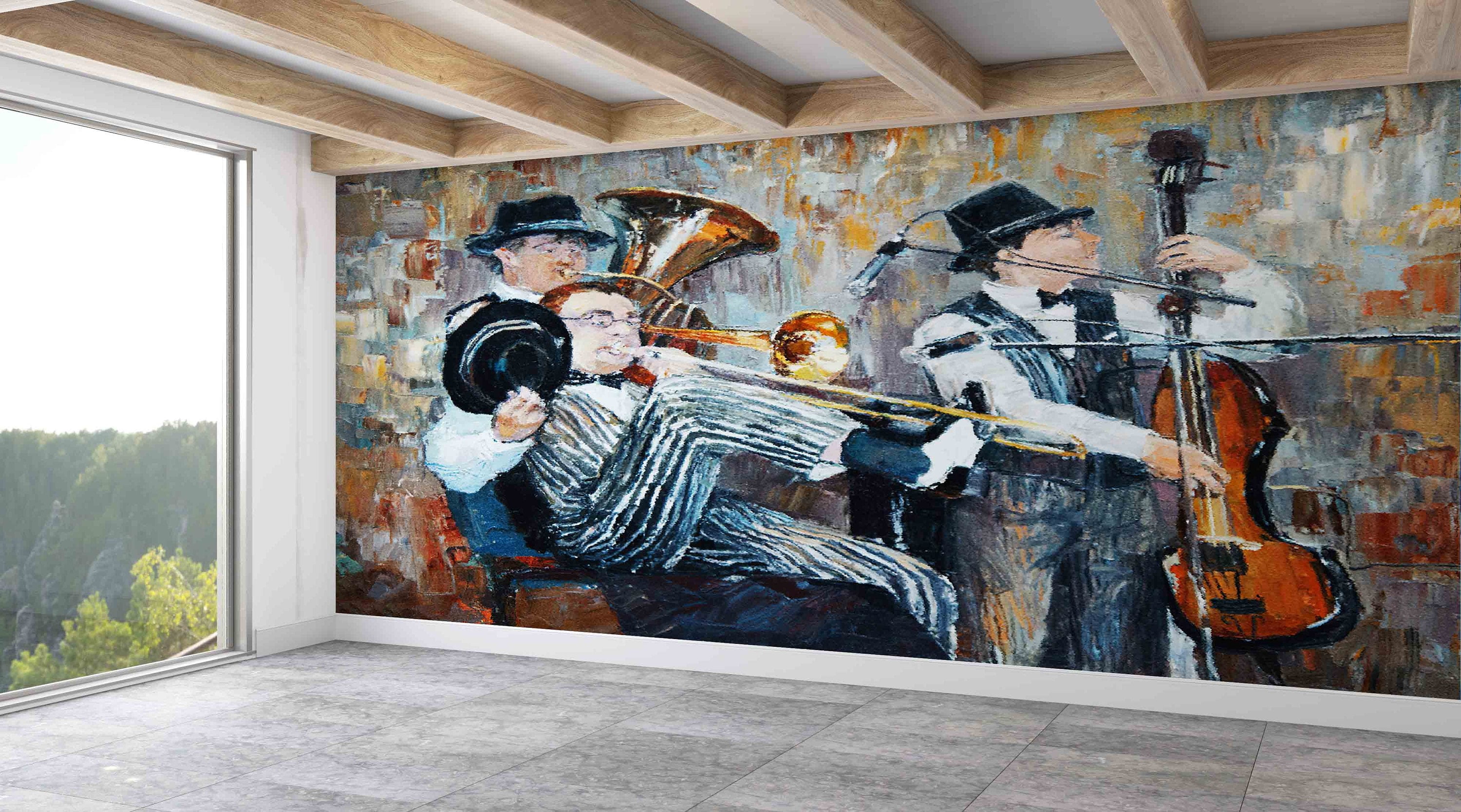 African Music Wall Mural, Abstract Music Wall Decor, Wallpaper Wall Art ...