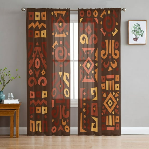 African National Culture Ethnic Sheer Curtains for Living Room Tulle ...