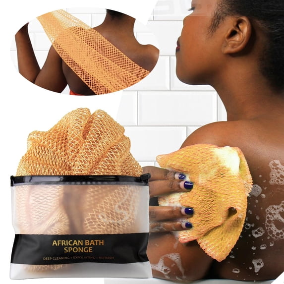 African Net Sponge Authentic, Exfoliating Back Scrub Bath Sponge with ...