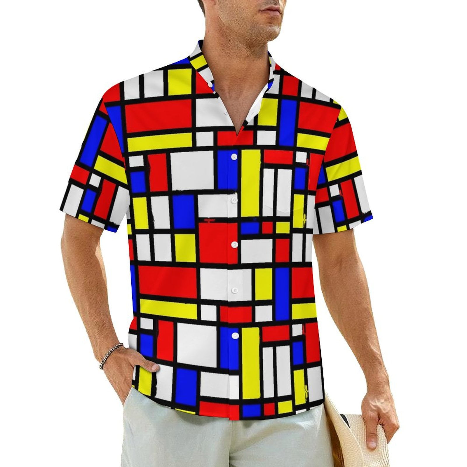 African Patchwork Print Hawaiian Shirt Man Vacation Vintage Casual ...