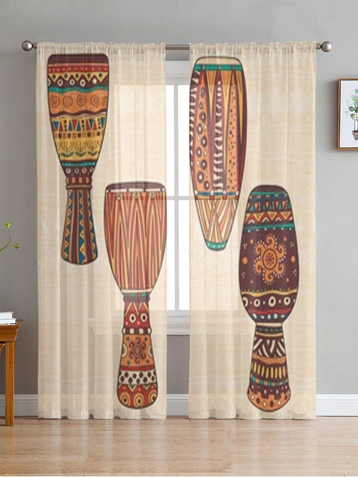 African Pattern Sheer Curtains Bedroom Voile Curtain Living Room Window ...