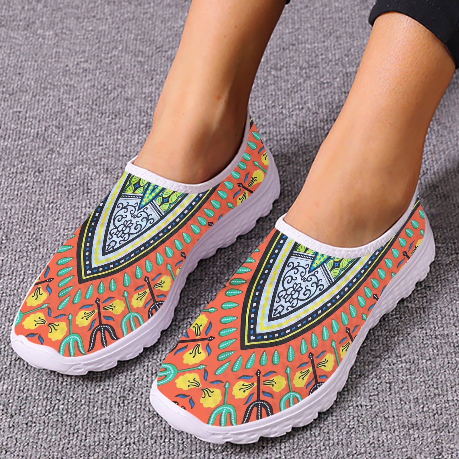African Pattern Women Sneakers Flats Comfortable Slip On Vulcanized ...