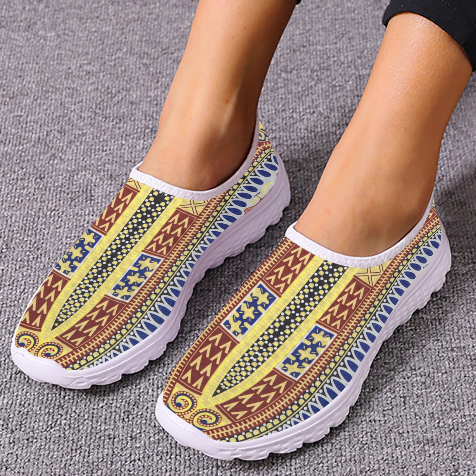 African Pattern Women Sneakers Flats Comfortable Slip On Vulcanized ...