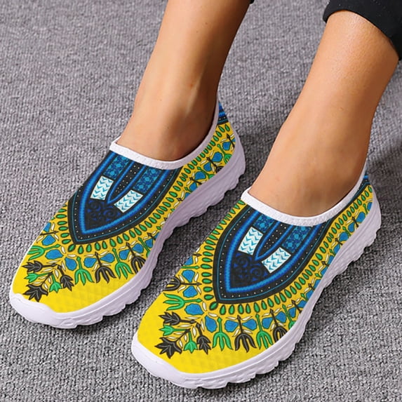African Pattern Women Sneakers Flats Comfortable Slip On Vulcanized ...