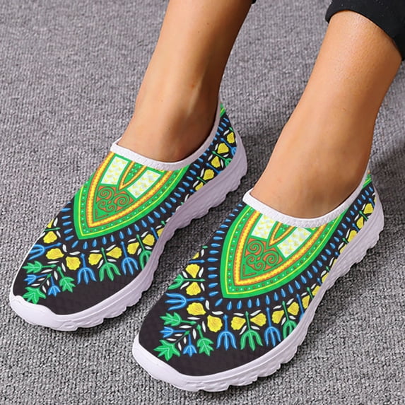 African Pattern Women Sneakers Flats Comfortable Slip On Vulcanized ...