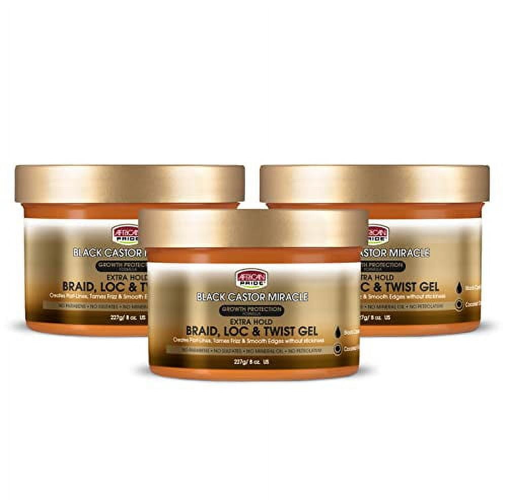 African Pride Black Castor Miracle Extra Hold Braid, Loc, Twist Gel ...