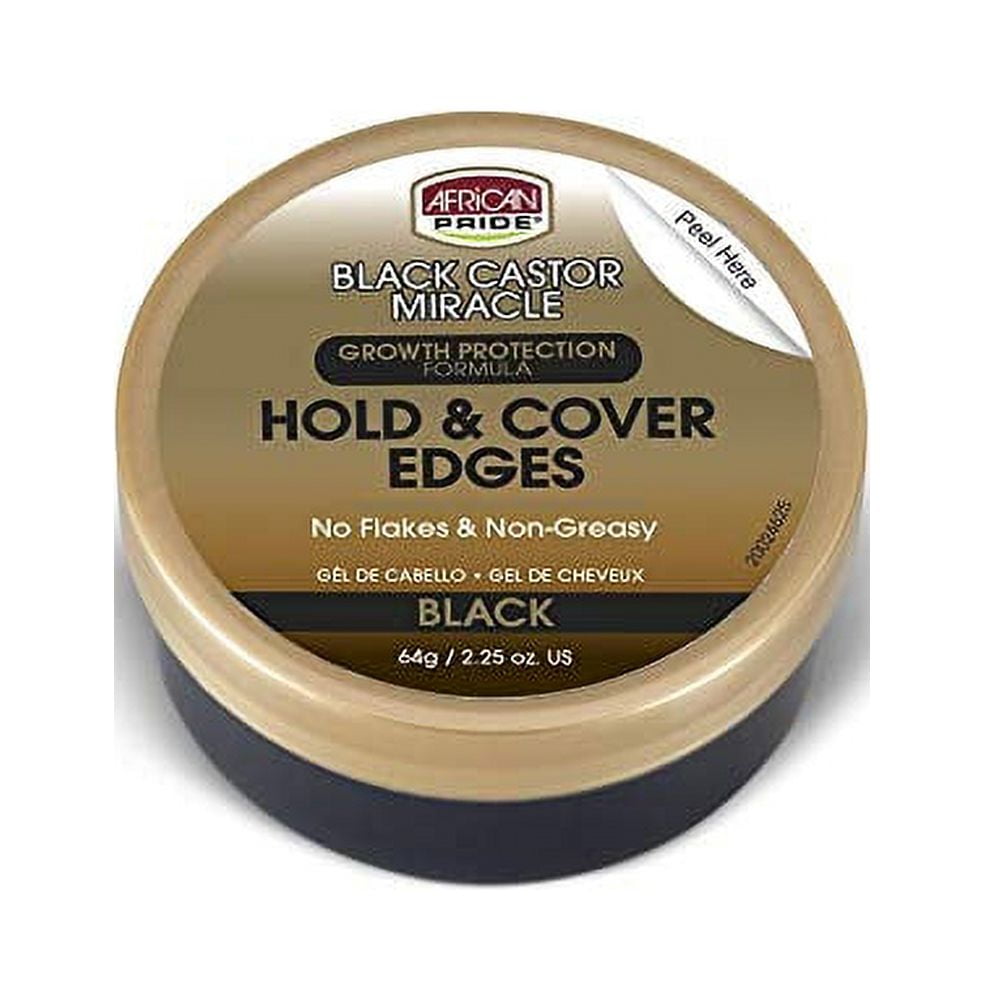 African Pride Black Castor Miracle Hold & Cover Edges, 2.25 oz ...